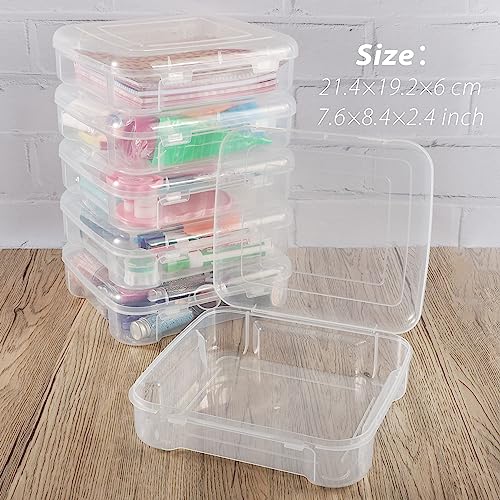 SUNMAIO 6 Pack Photo/Scrapbooking Paper Storage Box,Craft Supply Portable Project Case Container kits for Holiday Birthday Get Well Cards,Pictures, Crafts, Cardstock Paper,Scrapbooking(6 * 6inch)