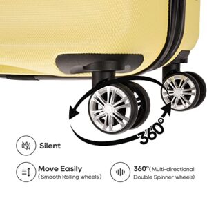 GinzaTravel 3-Piece Luggage Set with TSA Locks, Expandable, and Friction-Resistant in Light Yellow - Includes 20", 24" & 28" Spinner Suitcases