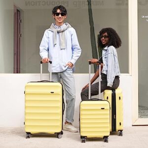 GinzaTravel 3-Piece Luggage Set with TSA Locks, Expandable, and Friction-Resistant in Light Yellow - Includes 20", 24" & 28" Spinner Suitcases