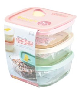 lock&lock oven glass cooked rice storage container for freezer pastel color set of 3