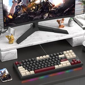 Compact 80% Mechanical Gaming Keyboard, Wired tkl Keyboard with Yellow Switches, Ergonomic Design Retro Style Gaming Keyboard with Rainbow Led Backlit for Windows PC Mac, Black & White