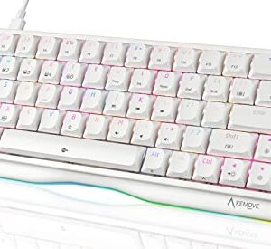 KEMOVE K68se Wired 60% Gaming Mechanical Keyboard RGB Backlit/Lighting Strip,Linear Red Switch,DSA Profile PBT Keycaps Windows and Mac Compatible,White