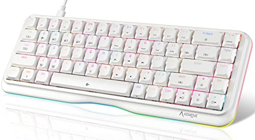 KEMOVE K68se Wired 60% Gaming Mechanical Keyboard RGB Backlit/Lighting Strip,Linear Red Switch,DSA Profile PBT Keycaps Windows and Mac Compatible,White