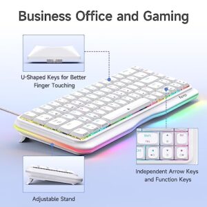 KEMOVE K68se Wired 60% Gaming Mechanical Keyboard RGB Backlit/Lighting Strip,Linear Red Switch,DSA Profile PBT Keycaps Windows and Mac Compatible,White