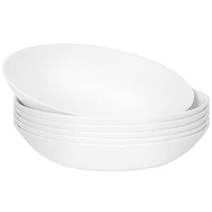 gehe pasta bowls 34oz, 8.6" large salad bowls, white serving bowls for kitchen, bamboo fiber pasta bowls set of 6, dinner bowls and pasta plates for salad, soup and dishwasher safe, house-warming gift