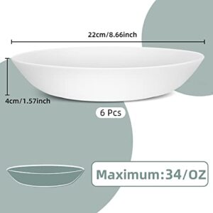 GEHE Pasta Bowls 34oz, 8.6" Large Salad Bowls, White Serving Bowls for Kitchen, Bamboo Fiber Pasta Bowls Set of 6, Dinner Bowls and Pasta Plates for Salad, Soup and Dishwasher Safe, House-warming Gift