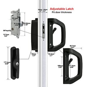 EASILOK Sliding Door Handle Set with Key Cylinder & Mortise Lock, Patio Door Handle Replacement Fits Door Thickness from 1-1/2" to 2-4/25",3-15/16''Screw Hole Spacing