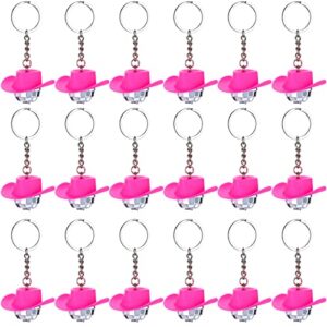 alabelleza 18pcs cowboy hat disco ball keychain pink hat disco ball decorations mini disco ball ornaments disco ball party decorations cowgirl accessories