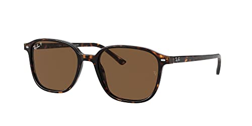 Ray-Ban RB2193 Leonard Polarized Square Sunglasses, Havana/B-15 Brown, 55 mm