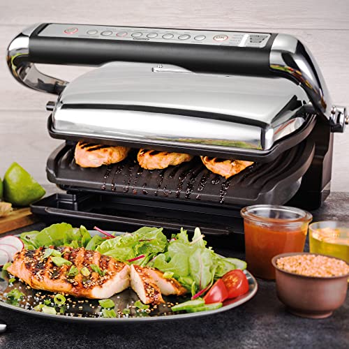 All-Clad AutoSense Stainless Steel Indoor Grill, Panini Press XL Automatic Cooking 1800 Watts Smokeless, Removable Plates, Dishwasher Safe