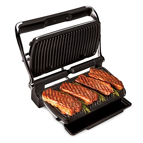 All-Clad AutoSense Stainless Steel Indoor Grill, Panini Press XL Automatic Cooking 1800 Watts Smokeless, Removable Plates, Dishwasher Safe