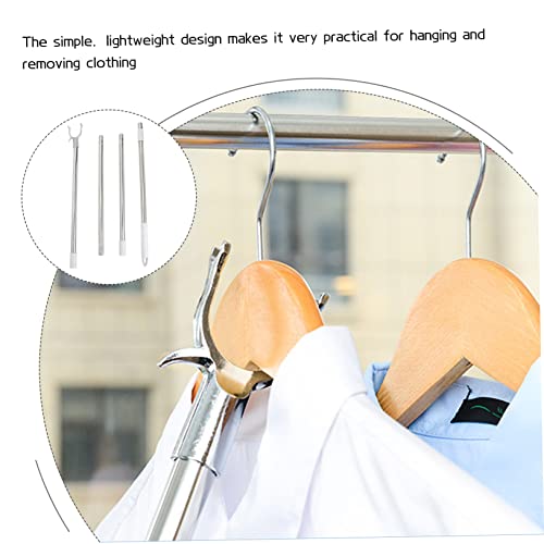 CIYODO Bathroom Must Haves 4pcs Stitching Clothes Rail Outdoor Hooks for Hanging Curtain Hooks for Drapes Retractil De Clothesline Prop Garment Reacher Clothes Reach Tool Closet Hook Pole