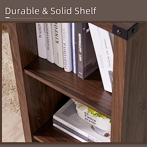 JXQTLINGMU Narrow Storage Cabinet, 5 Shelf Bookshelf, Bookcace, Pantry Cabinet, Farmhouse Storage Cabinet with Doors and Adjustable Shelves for Living Room, Bedroom, Kitchen (Brown)