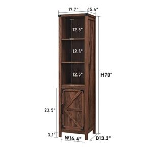 JXQTLINGMU Narrow Storage Cabinet, 5 Shelf Bookshelf, Bookcace, Pantry Cabinet, Farmhouse Storage Cabinet with Doors and Adjustable Shelves for Living Room, Bedroom, Kitchen (Brown)