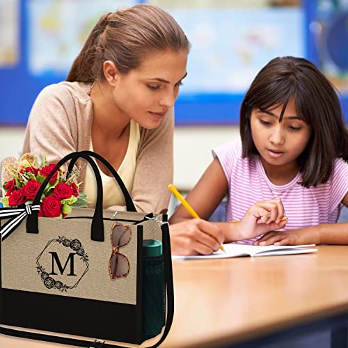 YOOLIFE Personalized Birthday Gifts for Women, Travel Beach Tote Bag with Zipper, Thank You Gift Friends Female Teacher Bridesmaid Mothers Day Gifts for Wife Girlfriend Mom Daughter Grandma M