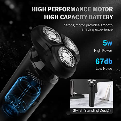 Electric Shaver Razor for Men Face,3D Rechargeable Rotary Shaver,Anti-Pinch Electric Razor for Shaving Face,Magnetic Shaver Head,Ergonomic Handle Easy Use,Gift for Dad Husband,Home Car Travel Gifts