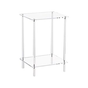 aquiver small acrylic side table - 13.4'' l x 11.5'' w x 19.6'' h clear nightstand - 2 tiers small end table bedside table for living room, bedroom