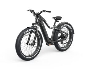 okai ranger 4" fat tire e-bike 330lb capacity bafang rear hub motor 48v 750w shimano 8-speed gears 45 mile range custom led light bar lcd touchscreen tektro disc brakes black