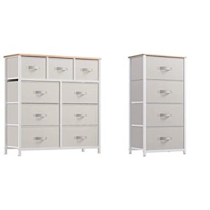 yitahome dresser with 9 drawers, organizer unit, hallway, closets & nursery & easy pull fabric bins (cream white) & 4-drawer fabric dresser, furniture storage tower cabinet(cream white)