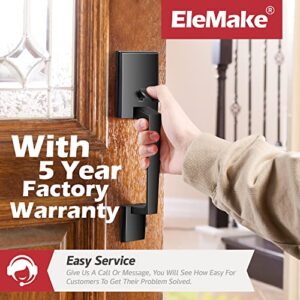 Front Door Handle, Front Entry Door Lock with Knob Zinc Alloy Waterproof IP65 Half Handleset for Right & Left Sided Doors, Black