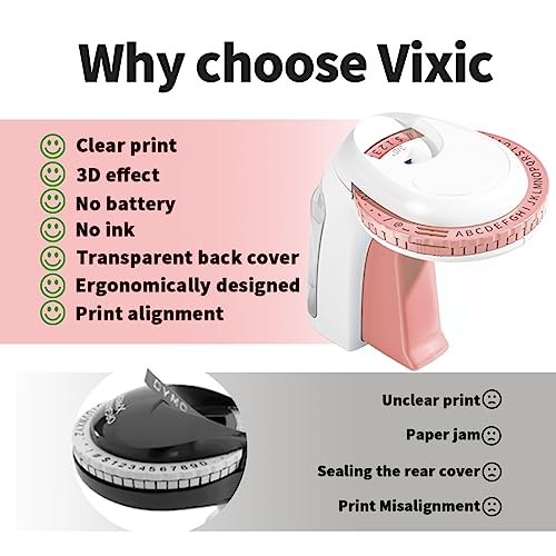 Vixic Embossing Label Maker Machine, Omega S Portable Handheld Embossed Label Maker Writer, Mini Embosser Label Maker with 3 Rolls Embossing Label Tapes for Home Office Organization