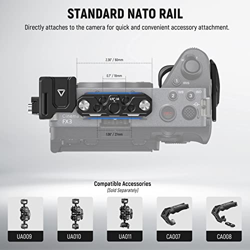 NEEWER FX3/FX30 Camera Cage with HDMI Cable Clamp, NATO Rail, 3/8" ARRI Locating Holes, 1/4" Threads Compatible with Sony FX3 FX30/Original XLR Handle, Compatible with DJI RS2 RS3 Gimbal, CA011