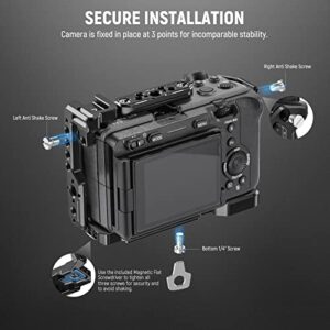 NEEWER FX3/FX30 Camera Cage with HDMI Cable Clamp, NATO Rail, 3/8" ARRI Locating Holes, 1/4" Threads Compatible with Sony FX3 FX30/Original XLR Handle, Compatible with DJI RS2 RS3 Gimbal, CA011