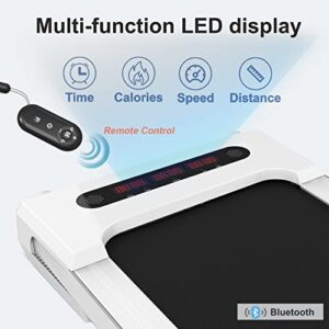 OBENSKY Wooden Walking Pad Treadmills for Home, Under Desk Treadmill with LED Display and Remote Control, Jogging Machine for Office and Apartment Installation-Free