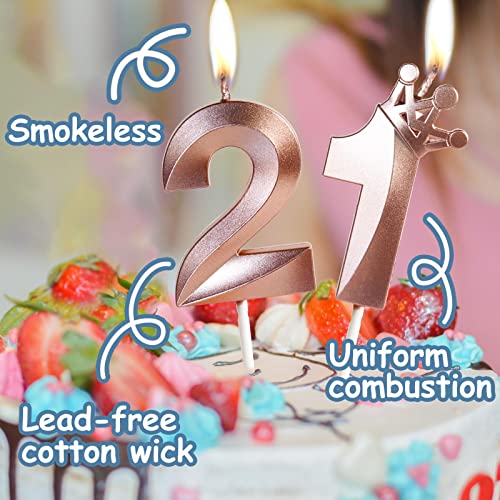 30th Birthday Candles for Cake, Number 30 Rose Gold Candles with Crown, 3D Design Birthday Cake Topper for Women Birthday Party Wedding Anniversary Celebration Decorations Supplies