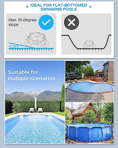 WYBOT Sophisticated Cordless Robotic Pool Cleaner, with 130mins Working Time, Pool Vacuum for Above Ground Pools, Strong Suction, LED Indicator, Ideal for Pools Up to 1300 Sq.ft