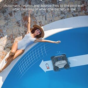 WYBOT Sophisticated Cordless Robotic Pool Cleaner, with 130mins Working Time, Pool Vacuum for Above Ground Pools, Strong Suction, LED Indicator, Ideal for Pools Up to 1300 Sq.ft