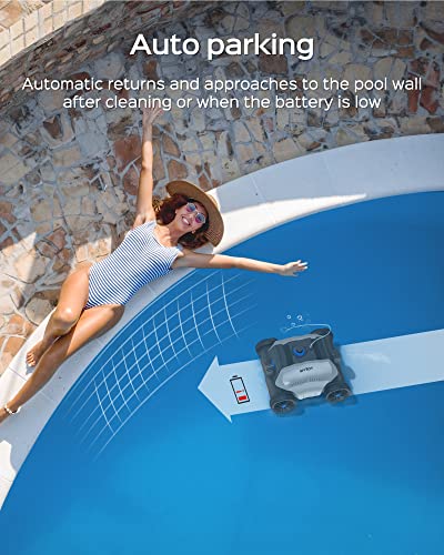 WYBOT Sophisticated Cordless Robotic Pool Cleaner, with 130mins Working Time, Pool Vacuum for Above Ground Pools, Strong Suction, LED Indicator, Ideal for Pools Up to 1300 Sq.ft