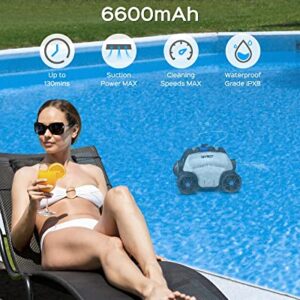 WYBOT Sophisticated Cordless Robotic Pool Cleaner, with 130mins Working Time, Pool Vacuum for Above Ground Pools, Strong Suction, LED Indicator, Ideal for Pools Up to 1300 Sq.ft