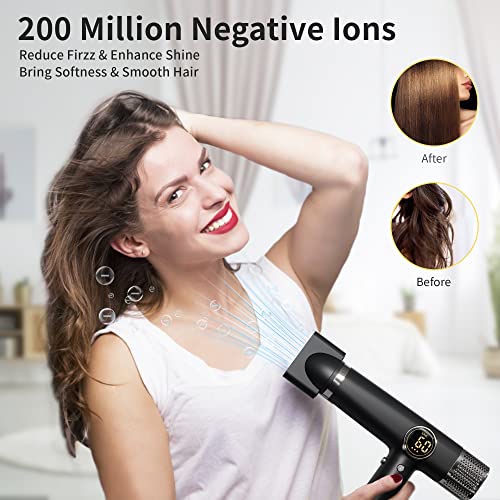 Fezax Hair Dryer, Negative Ionic Blow Dryer Set with 110, 000 RPM Brushless High-Speed Motor, Portable Fast Drying Low Noise Hairdryer with Magnetic Nozzle & Diffuser for Home, Travel & Salon