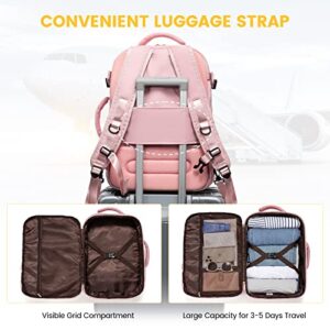 LOVEVOOK Large Travel Backpack Women,40L Flight Approved Carry On Backpack Fits for 17.3inch Laptop,Anti-Theft Large Casual Daypack with 3 Packing Cubes, Pink