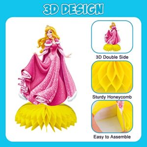 14 Pieces Princess Themed Party Decorations, Princess Honeycomb Centerpieces 3D Double Sided Table Cake Toppers Decorations Birthday Party Supplies for Kids Girls Baby Shower