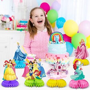 14 Pieces Princess Themed Party Decorations, Princess Honeycomb Centerpieces 3D Double Sided Table Cake Toppers Decorations Birthday Party Supplies for Kids Girls Baby Shower