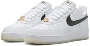 nike women's air force 1 low white blackmetallic gold size 6, white/black/bronx