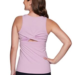 RBX Active Women's Tank Top Body Skimming Athletic Fit Tee for Running, Yoga, Casual Wear Breathable Sleeveless Workout Top Super Soft Ventilated Back Keyhole Airy Tank Knot Light Purple S