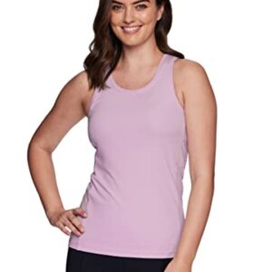 RBX Active Women's Tank Top Body Skimming Athletic Fit Tee for Running, Yoga, Casual Wear Breathable Sleeveless Workout Top Super Soft Ventilated Back Keyhole Airy Tank Knot Light Purple S