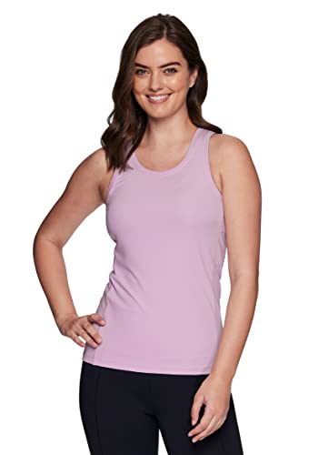 RBX Active Women's Tank Top Body Skimming Athletic Fit Tee for Running, Yoga, Casual Wear Breathable Sleeveless Workout Top Super Soft Ventilated Back Keyhole Airy Tank Knot Light Purple S