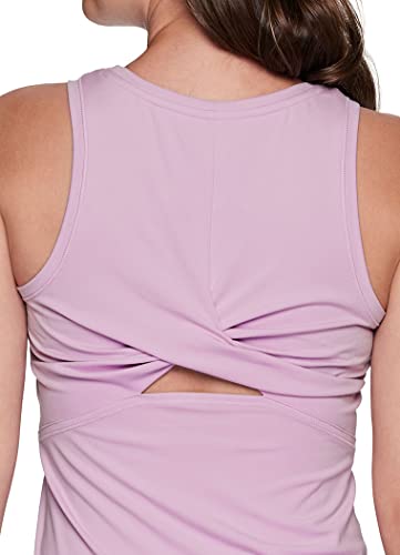 RBX Active Women's Tank Top Body Skimming Athletic Fit Tee for Running, Yoga, Casual Wear Breathable Sleeveless Workout Top Super Soft Ventilated Back Keyhole Airy Tank Knot Light Purple S