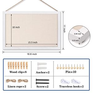 Miratino Cork Board Bulletin Board, 16 "x11 " White Linen Cork Boards for Walls with White Frame, Pin Board Vision Board for Home Kitchen School Office Decor