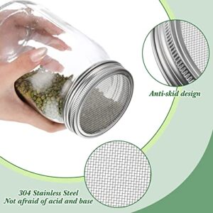 Thenshop 16 Pack Sprouting Lids for 86 mm Regular Mouth Mason Jars, 304 Stainless Steel Sprouting Jar Strainer Screen Lids, Canning Jars Suit for Grow Bean Sprouts, Alfalfa, Salad Sprouts