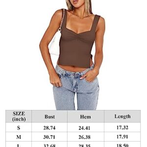 REORIA Women Summer Tops Sexy Ruched Sweetheart Neck Sleeveless Backless Side Split Tank Tops Going Out Y2K Trendy Cropped Tank Tops Pluse Size White Medium