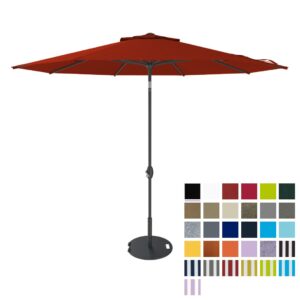 midtown umbrellas the lean 9 feet outdoor umbrella with terylast apple (red) polyester fabric - auto-tilt aluminum frame patio umbrella for deck, garden, pool - black pole