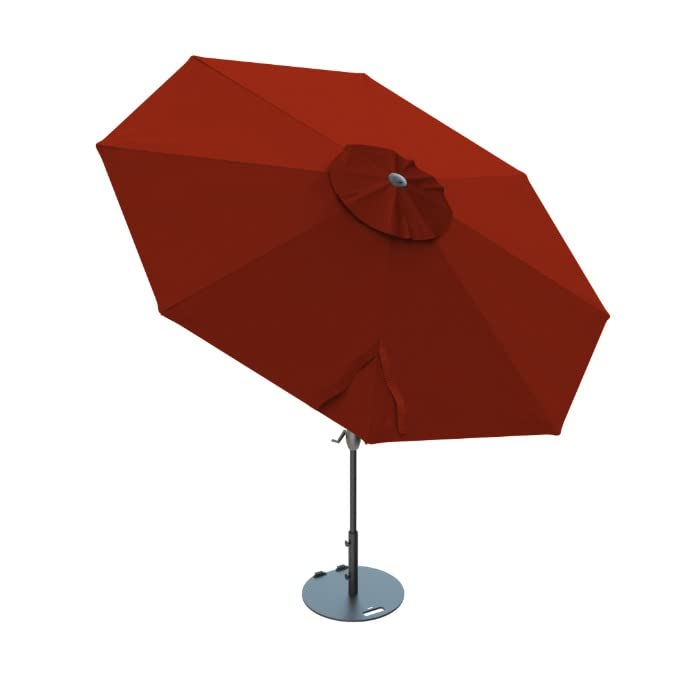 Midtown Umbrellas The Lean 9 Feet Outdoor Umbrella With Terylast Apple (Red) Polyester Fabric - Auto-Tilt Aluminum Frame Patio Umbrella For Deck, Garden, Pool - Black Pole