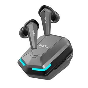 pxn wireless earbuds, s2 active noise cancelling wireless earphones, touch control wireless headphones, 60ms low latency in ear gaming headset with dual enc mics & rgb charging case (grey)