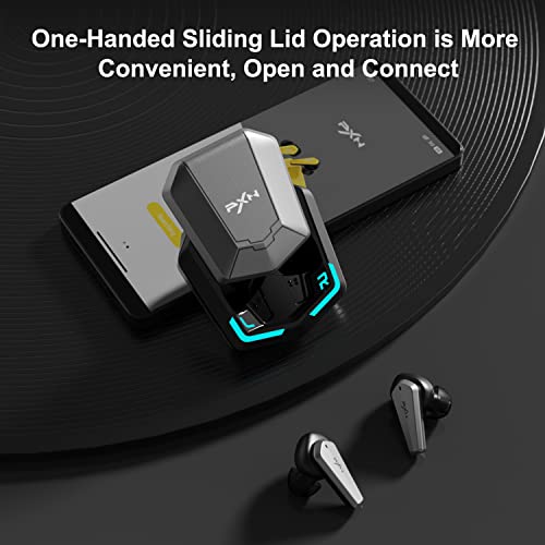 PXN Wireless Earbuds, S2 Active Noise Cancelling Wireless Earphones, Touch Control Wireless Headphones, 60ms Low Latency in Ear Gaming Headset with Dual ENC Mics & RGB Charging Case (Grey)