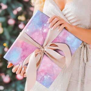 Whaline 12 Sheet Galaxy Wrapping Paper Purple Blue Dreamy Starry Sky Gift Art Wrapping Paper for Birthday Baby Shower DIY Crafts Gift Packing Supplies, 19.7 x 27.6 Inch, 6 Designs, Folded Flat